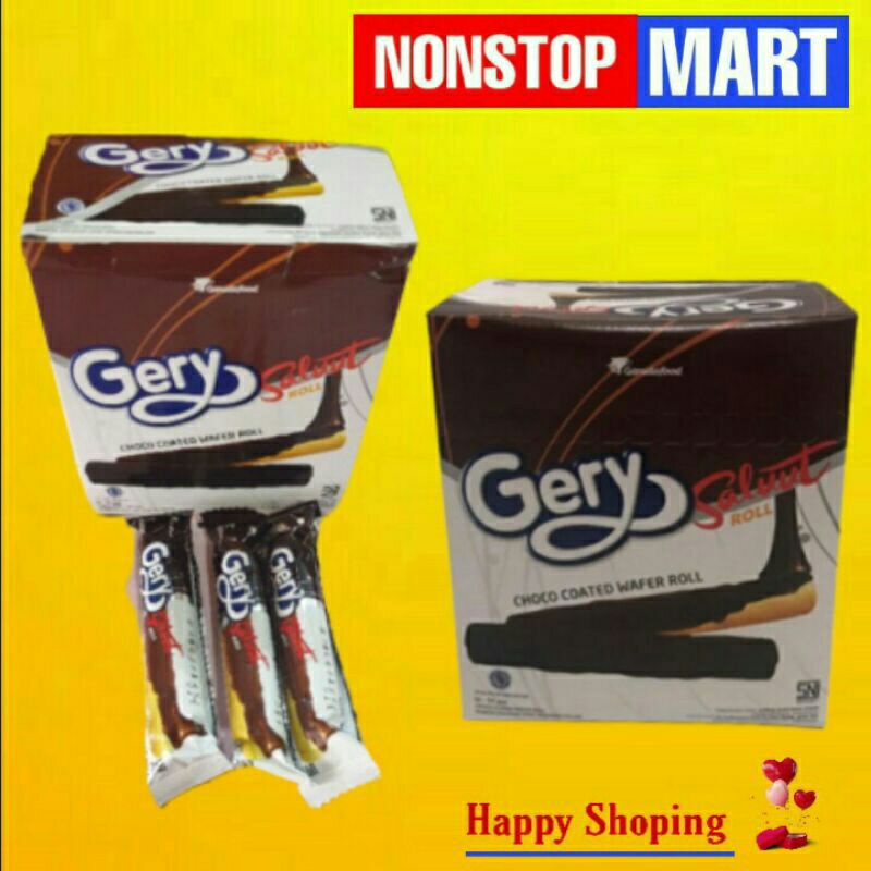 Jual GERY SALUT ROLL CHOCO Coated wafer 1 Box isi 24 pcs | Shopee Indonesia