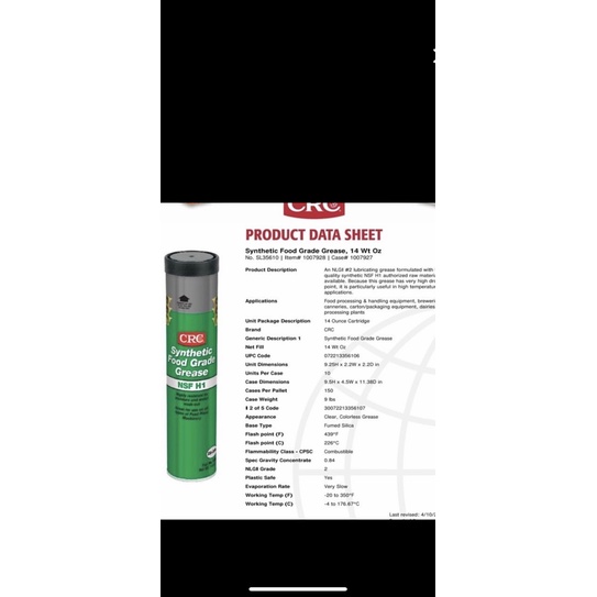 Jual crc synthetic food grade grease sl35610 warna clear | Shopee Indonesia