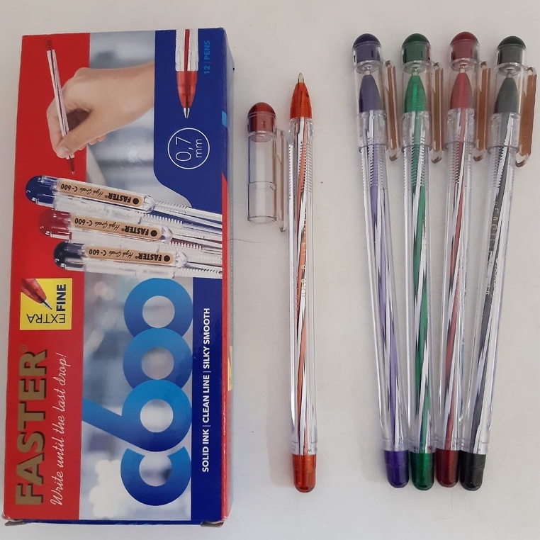 Jual Bolpen Faster C-600 Hitam 0.7mm/Ballpoint/Bolpoin/Pena/Ballpen ...