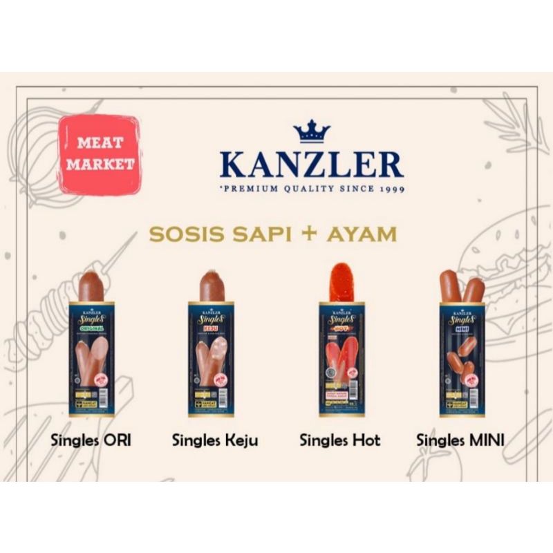 Jual Kanzler Sosis Singles (siap makan) : Original / Keju / Hot ...