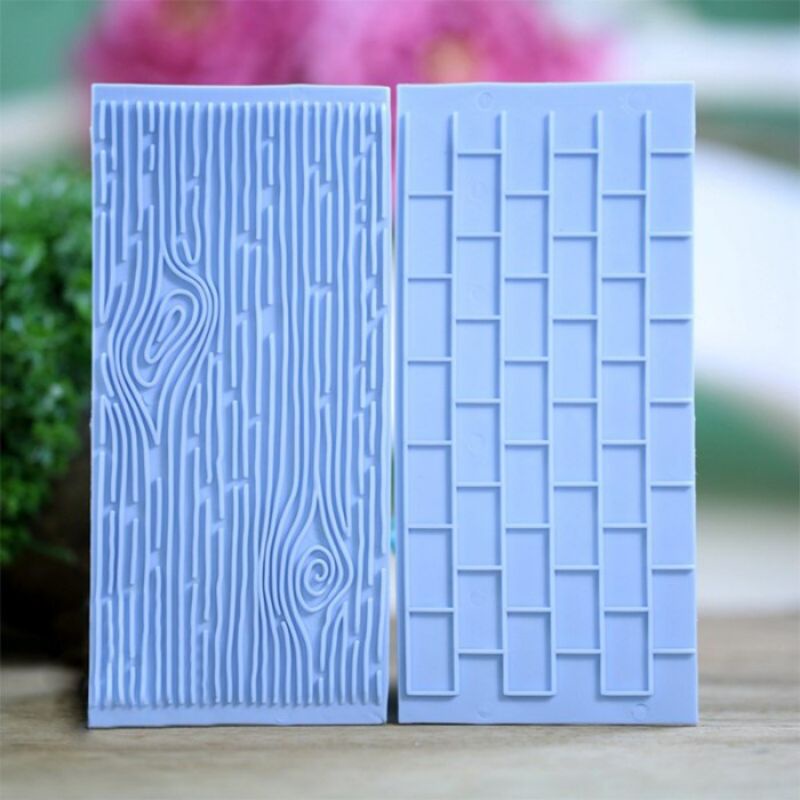 Jual termurah! 2 pcs stamp embosser cetakan fondant motif kayu dan bata ...