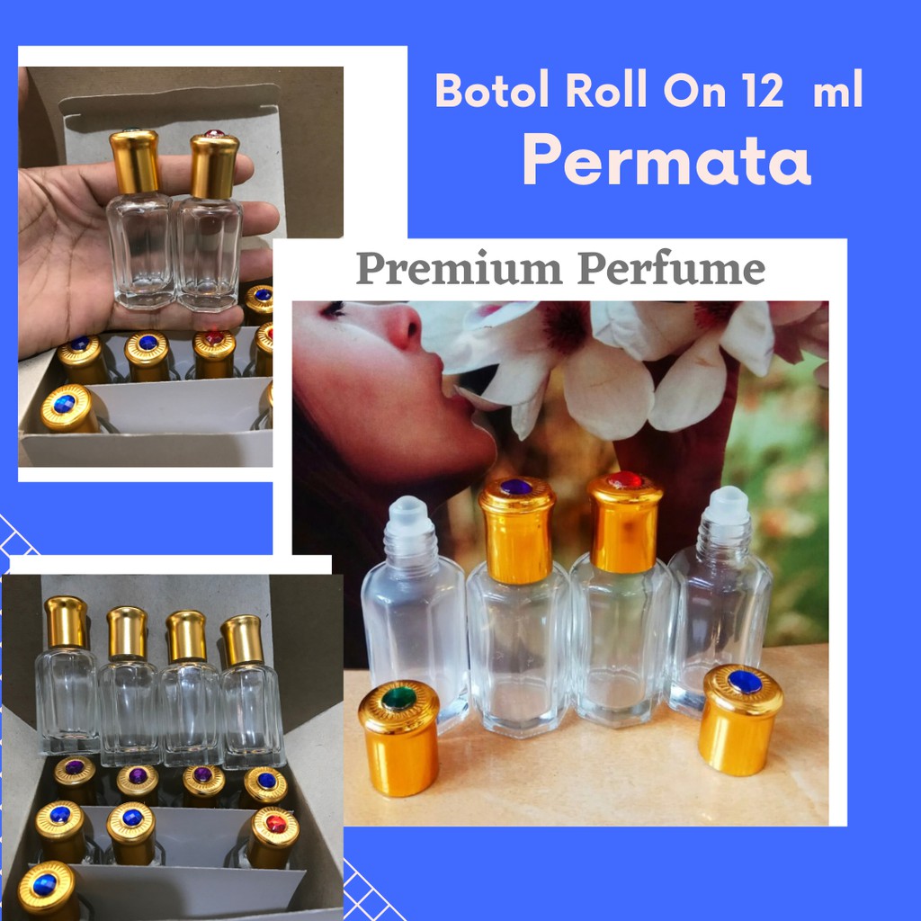 Jual Botol Roll On 12 ml Permata ( 1 Lusin - 12 Pcs ) Botol Parfume ...