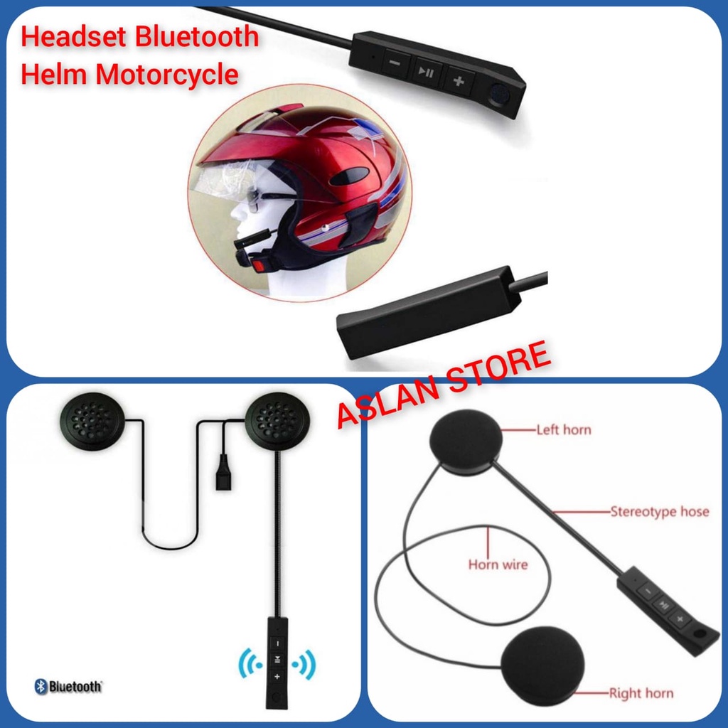 Jual Headset handsfree Bluetooth Helm With Microphone Music Wireless ...