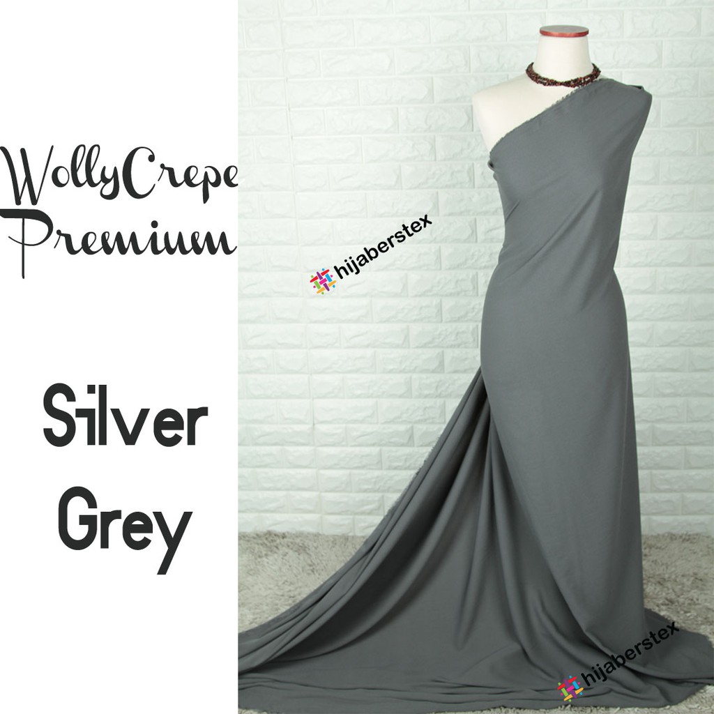 Jual 1/2 Meter Kain WOLLYCREPE PREMIUM Silver Grey (ecer warna - DC ...