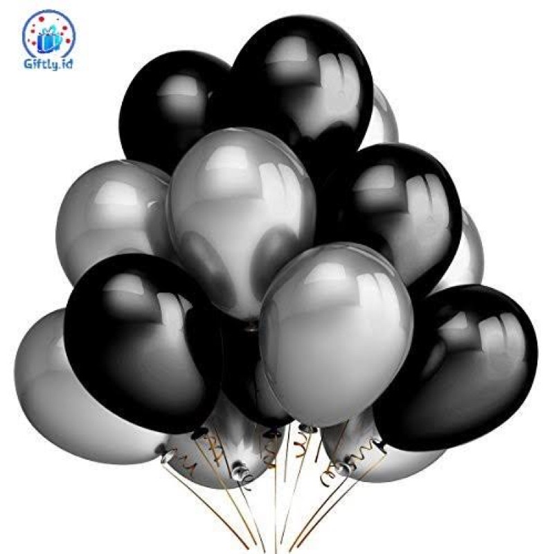 Jual 10pcs BALON METALIK/Balon doff/ balon silver-balon hitam-balon ...