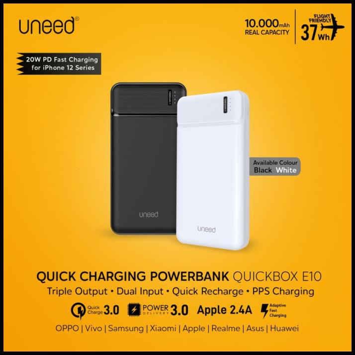 Jual Promo Uneed 10000Mah Powerbank 20W Fast Charging Pps Pd Qc 3.0 - Upb111 - Putih | Shopee ...