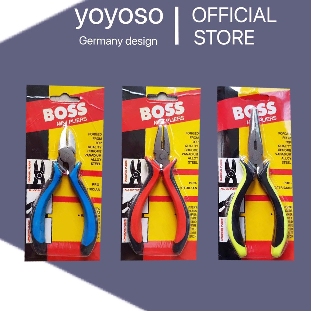 Jual Tang 5inch combination/long nose/cutter pliers murah MEREK BOSS ...