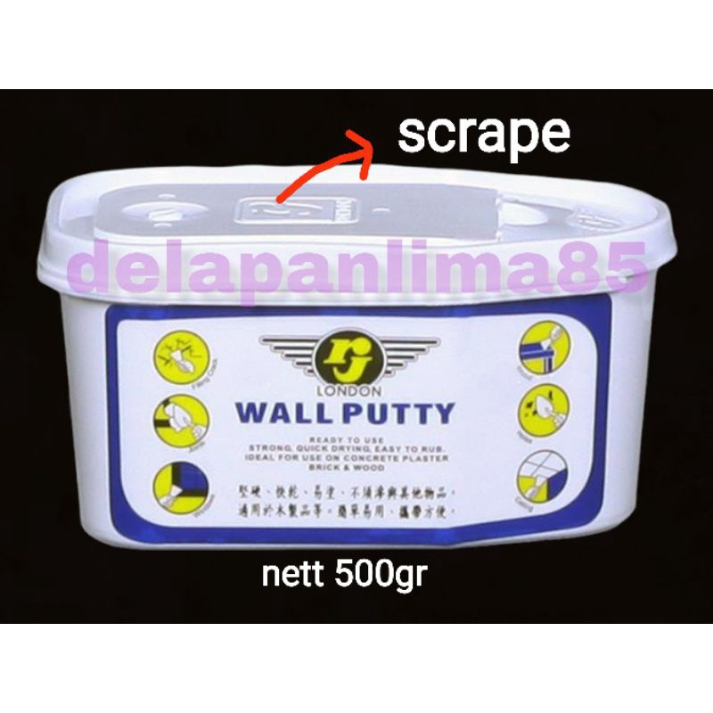 Jual Dempul Tembok Wall Putty Rj/kemasan 500 gram/plamir/plamur/flamur ...