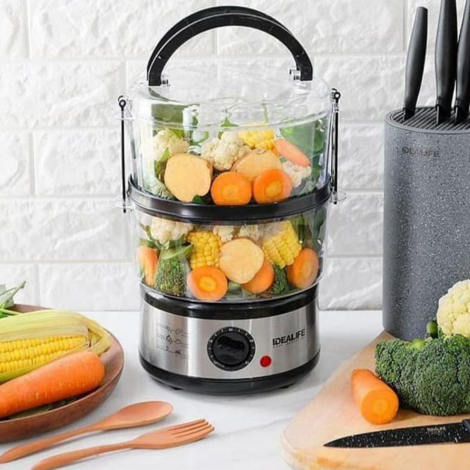 Jual Kukusan Makanan 2 Susun Food Steamer IDEALIFE IL 114 Alat Pengukus ...