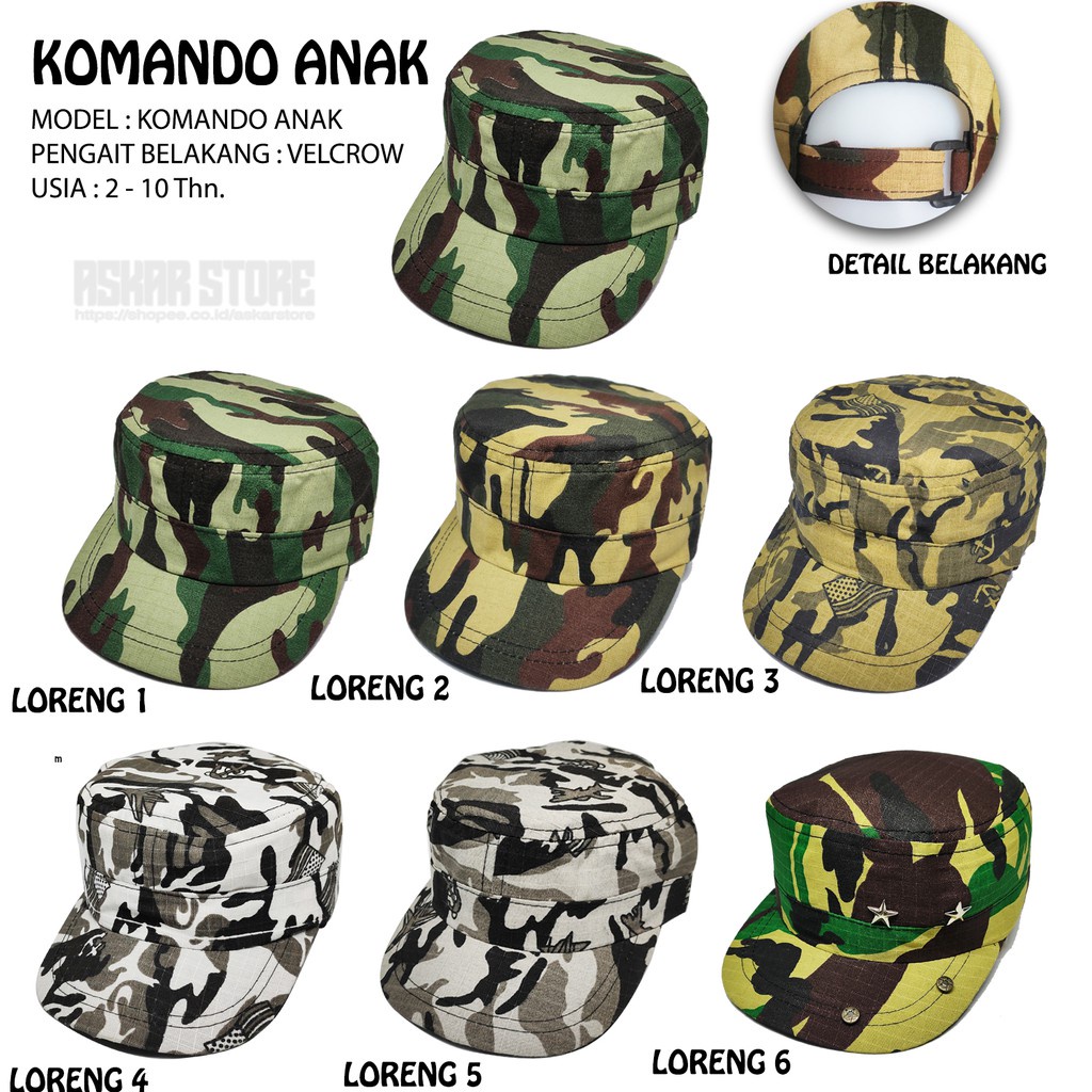 Jual Topi Komando Anak / Topi Tentara Anak / Topi Taktikal Anak / Topi ...