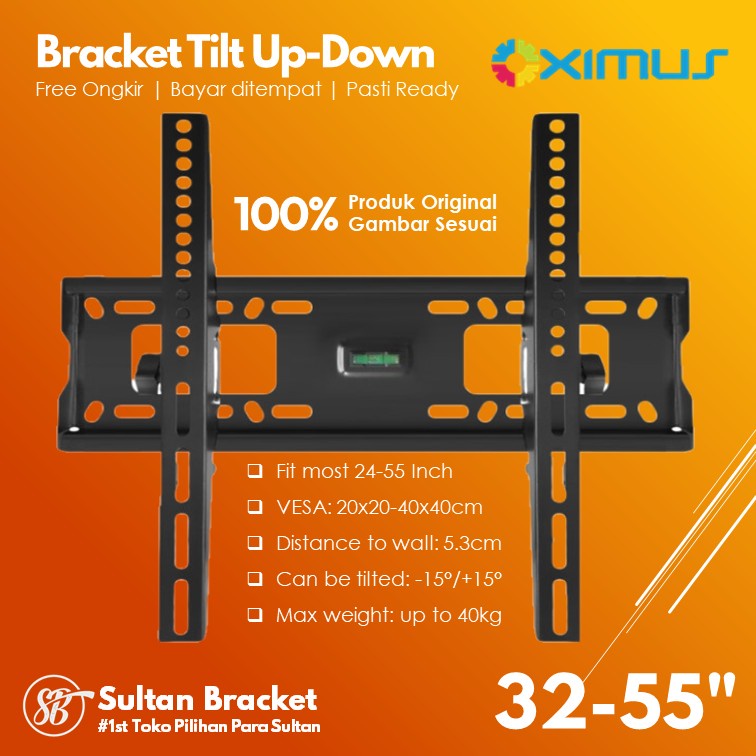 Jual Bracket TV Smart/Android LED 55 50 43 42 40 32 Inch Tilt Up Down ...
