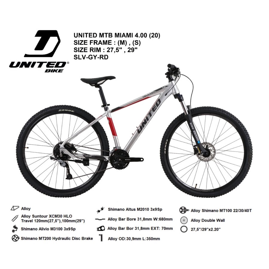 Jual Sepeda Gunung MTB UNITED Miami 4.0 3x9 Speed Alivio Altus Hydro ...