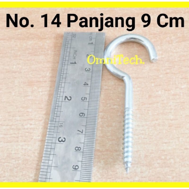 Jual Hook Sekrup Skrup Kapstok Cantolan Burung Tanda Tanya No 14 #14 Buka Besar 9 cm 9cm ...