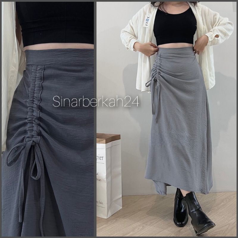 Jual Tamara Skirt - Rok Serut Casual Flowy - Midi Maxi Ruched Skirt ...