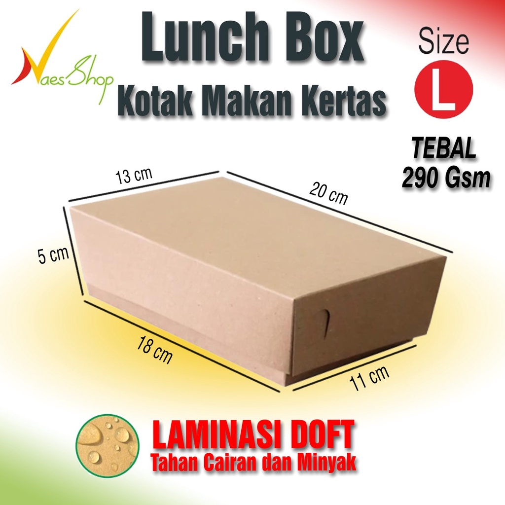 Jual Kotak Makan Kertas / Paper Lunch box / Size L / 20pcs | Shopee ...