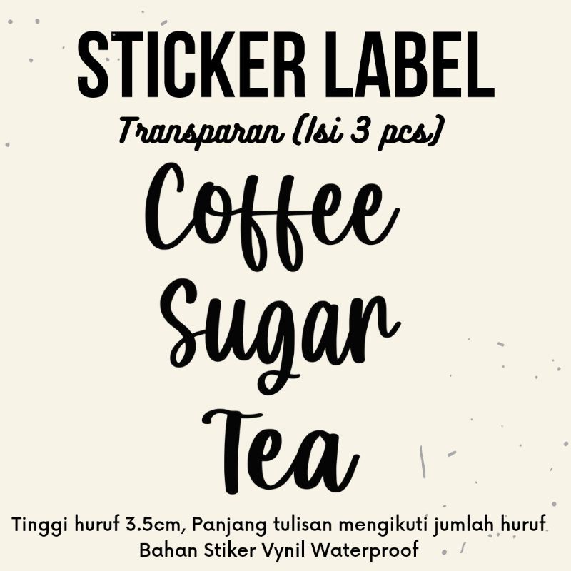 Jual Stiker label Coffee Tea Sugar transparan isi 3pcs | Shopee Indonesia