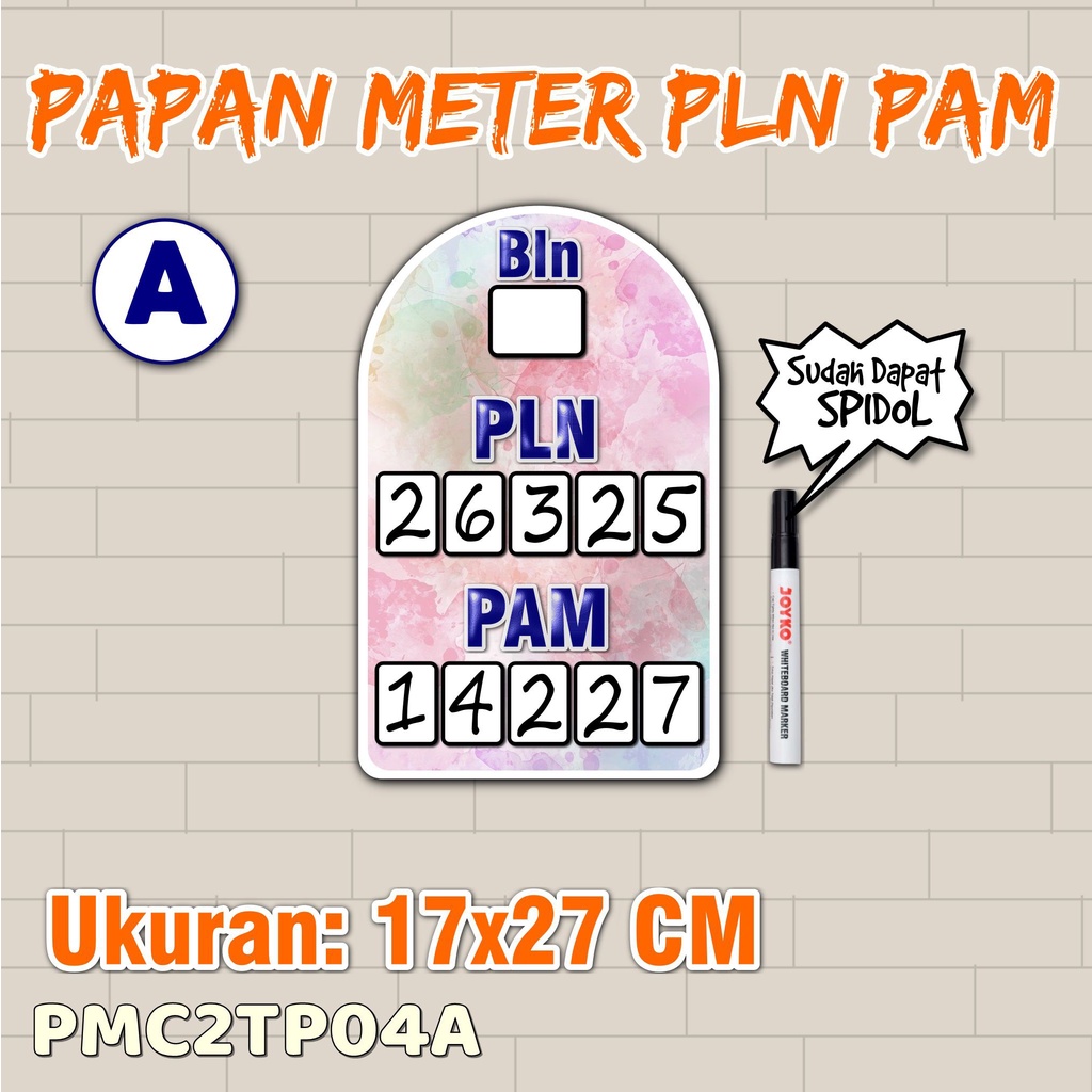 Jual MY Papan Meter PAM PLN Listrik bahan PVC gantung/tempel motif ...