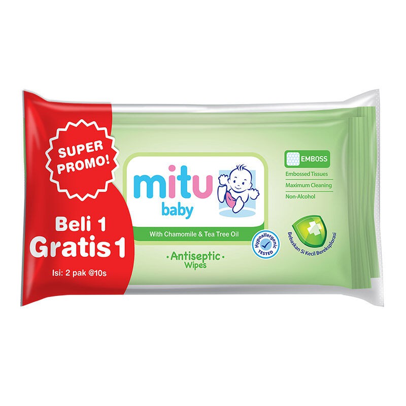 Jual MITU Baby Travel Pack 10s Buy 1 Get 1 Blue dan Antiseptic | Shopee ...