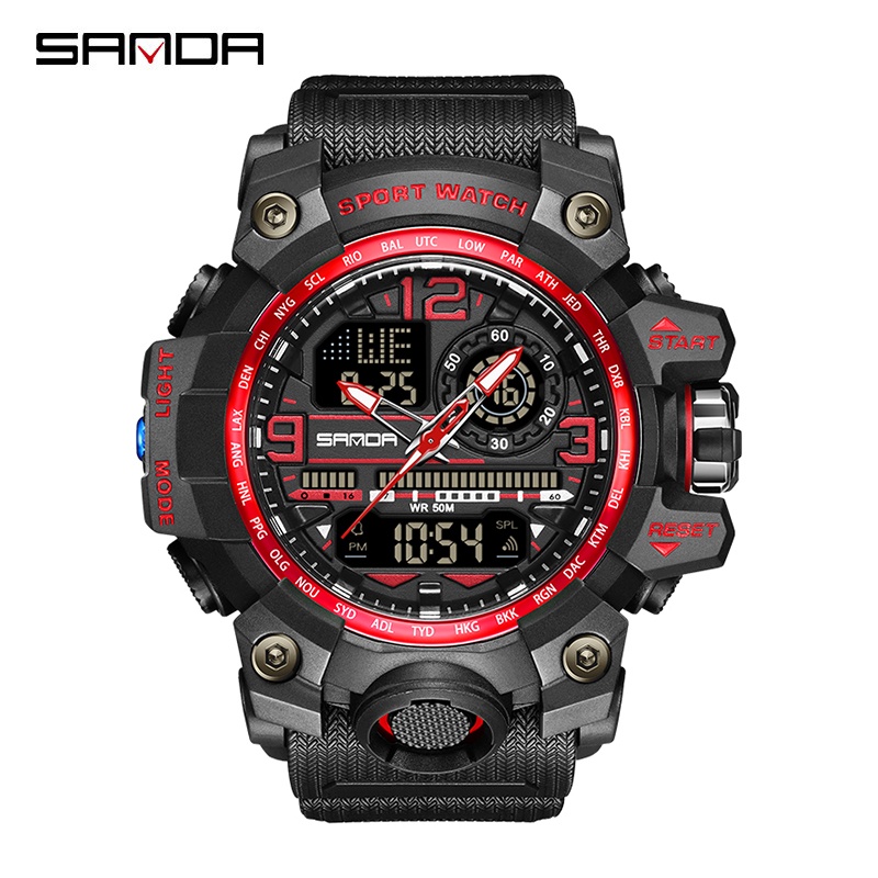 Jual SANDA 3133 Jam Tangan Pria Digital Analog Tali Rubber Chronograph ...