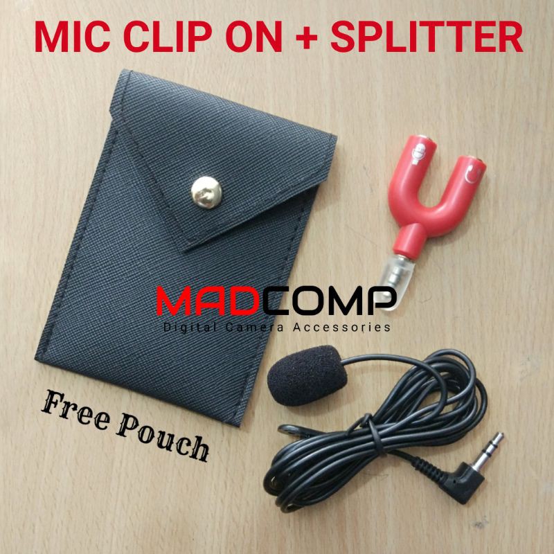 Jual PAKET VLOG REKAM HP Mic Clip On Plus Splitter Free Pouch | Shopee ...