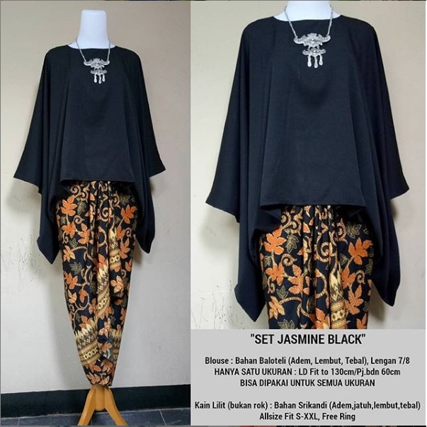 Jual Setelan Kebaya Modern Kutu Baru Batwing JUMBO Warna Hitam Dan ...