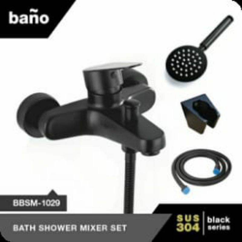 Jual kran bath tub+shower set hitam / kran mixer panas dingin shower ...
