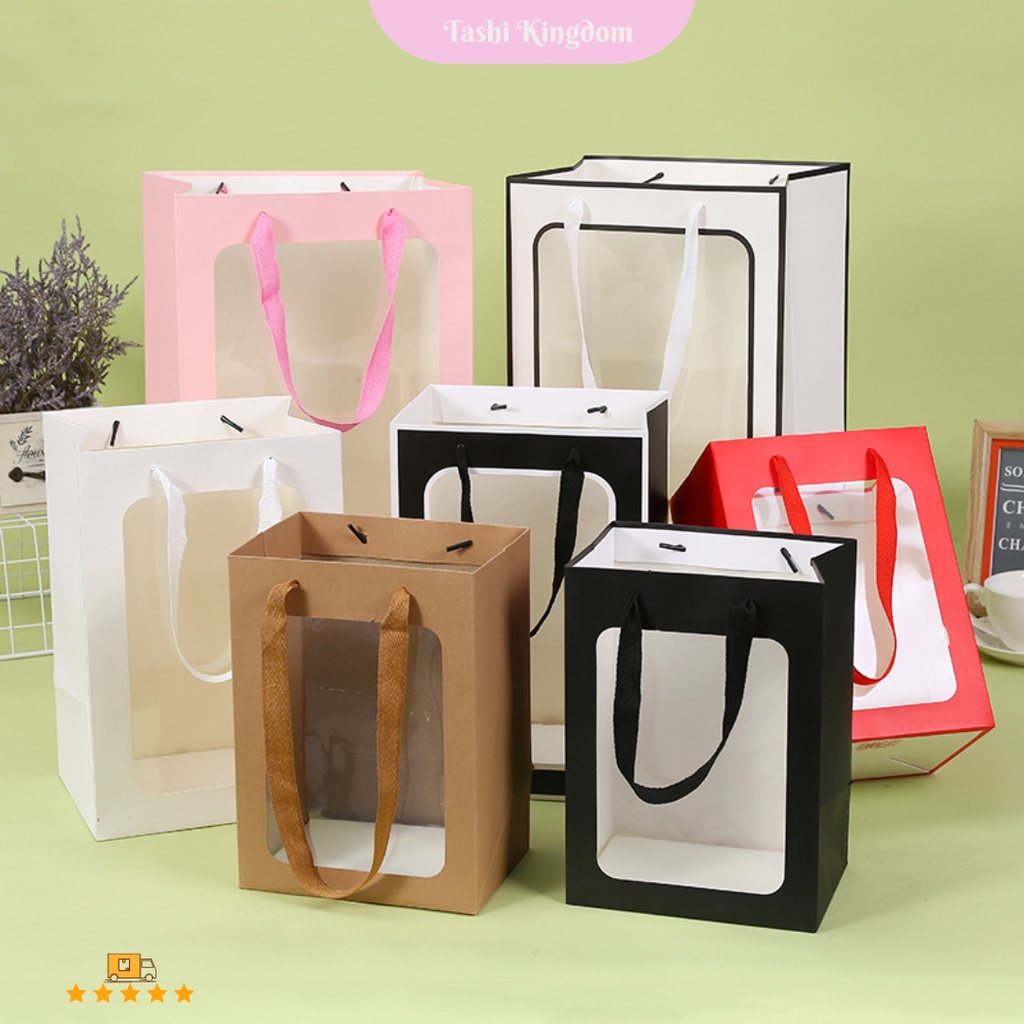 Jual Kantong Kado Bunga / Paper Bag Hampers, Kantong Mika List Hadiah ...