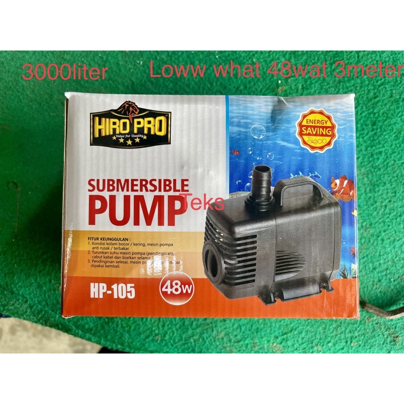 Jual MESIN POMPA CELUP LOW WATT SUBMERSIBLE PUMP HIDROPONIK AQUARIUM KOLAM IKAN HIRO PRO HP 105 ...