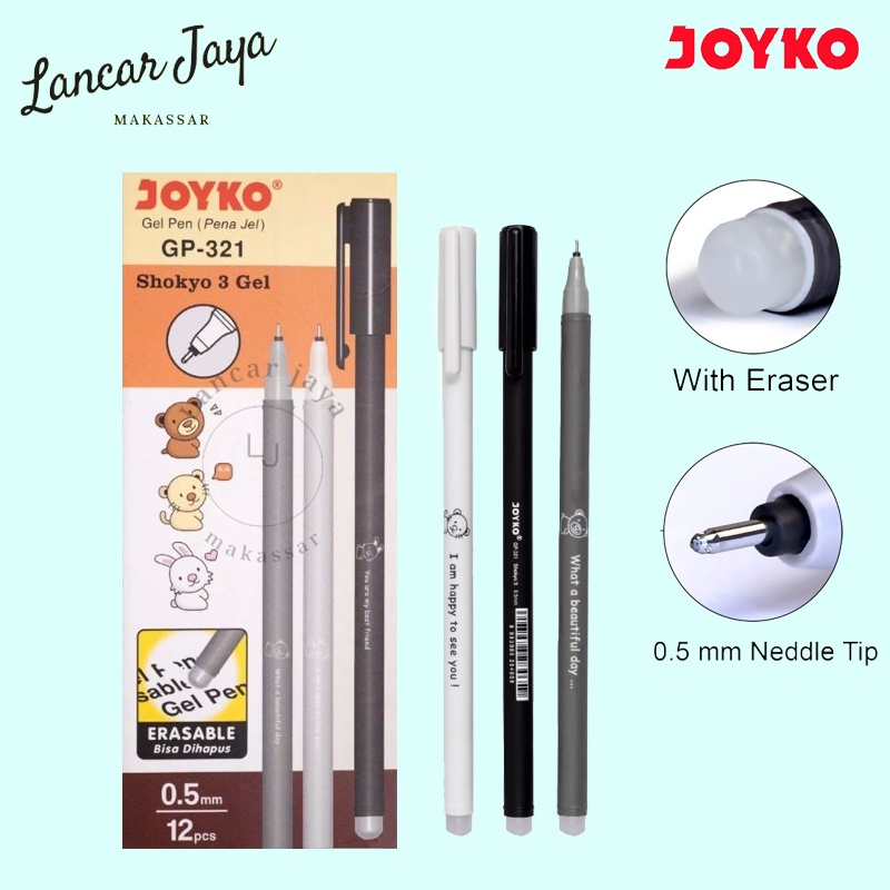 Jual [ 1 LSN / 12 PCS ] Pulpen Bisa Dihapus Erasable Gel Pen Joyko GP-321 Shokyo 3 Gel 0.5 mm ...