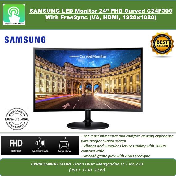 Jual SAMSUNG LED Monitor 24” FHD Curved C24F390 With FreeSync (VA, HDMI ...