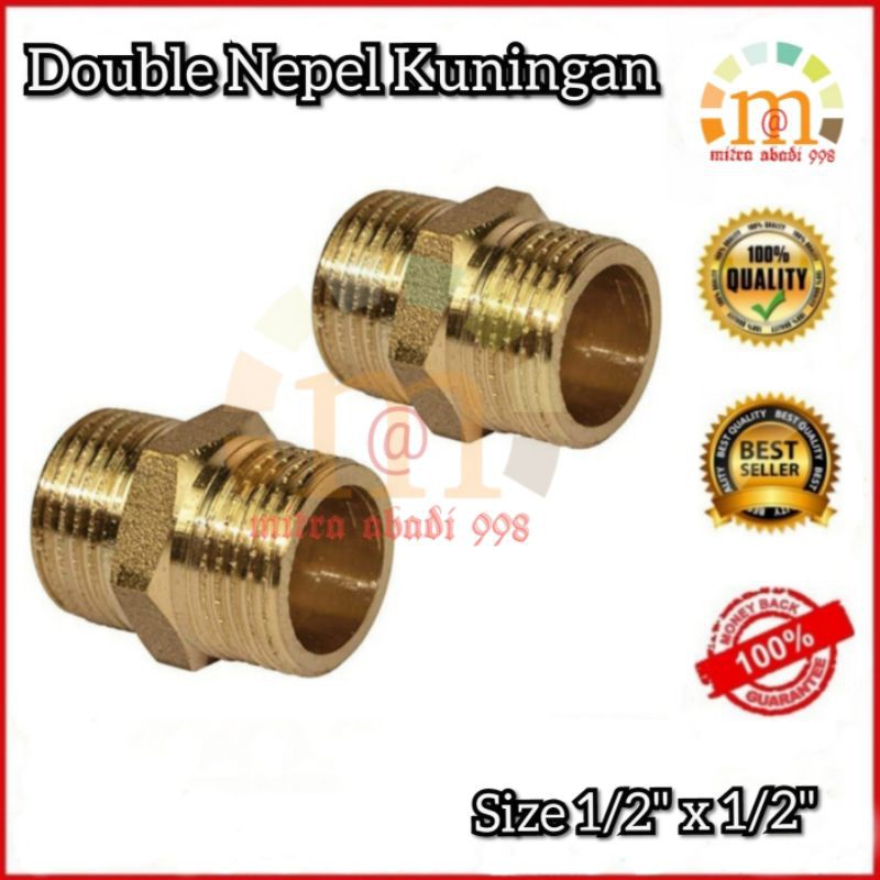 Jual Double Nepel Kuningan 1/2" x 1/2" - Bahan full Kuningan | Shopee Indonesia