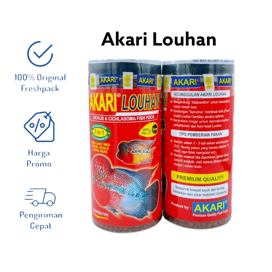 Jual Akari Louhan 3 in 1 100 Gr Pakan Premium Ikan Lohan Butiran 2mm ...