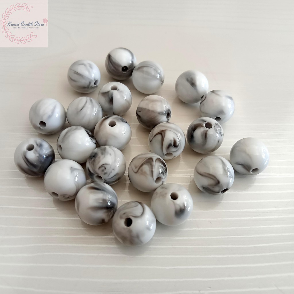 Jual Manik-Manik / Mote Marmer / Manik Corak Marmer Bulat 10mm Warna ...