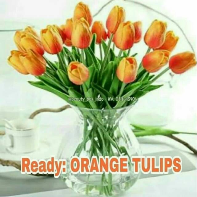 Jual 10 tangkai Bunga Tulip Oren (Real Touch) | Shopee Indonesia