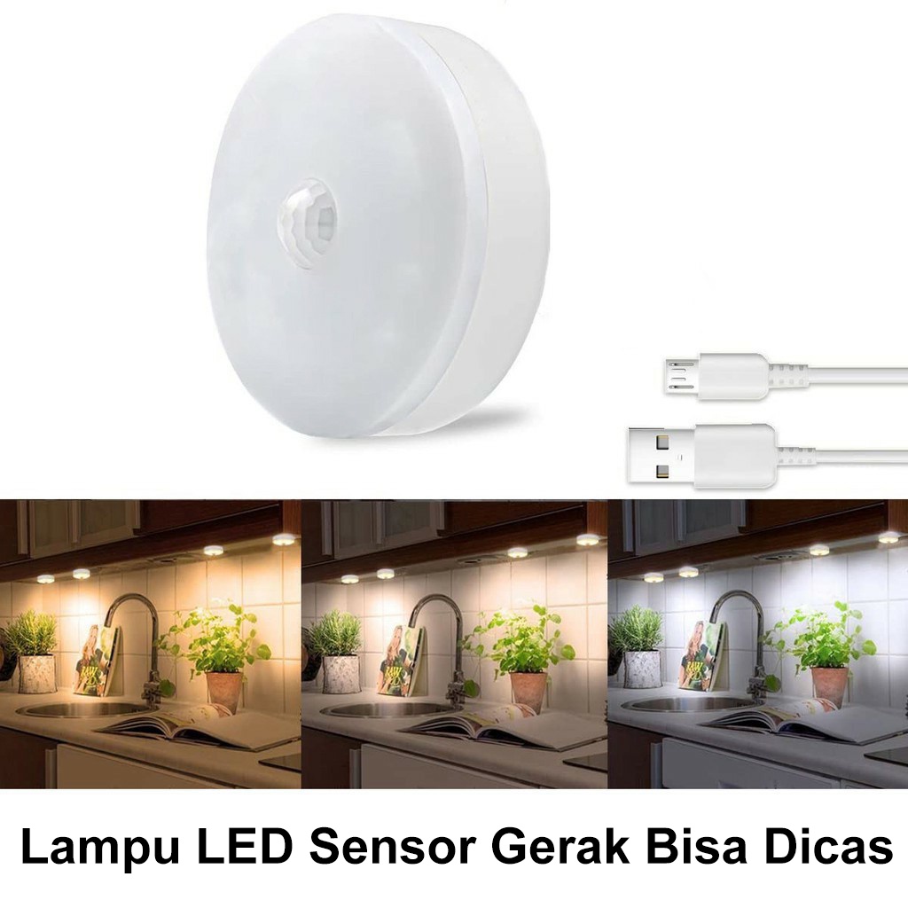Jual Lampu LED Sensor Gerak Otomatis Rechargeable Lampu Led Motion ...