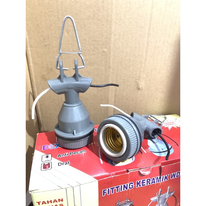 Jual fitting fiting vitting lampu gantung keramik WD kawat tahan panas fitting keramik kap WD ...