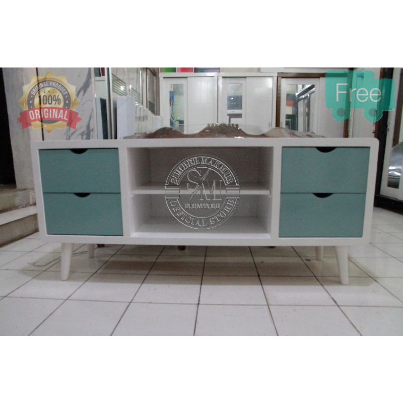 Jual Buffet Tv Minimalis Full Putih Retro | Shopee Indonesia