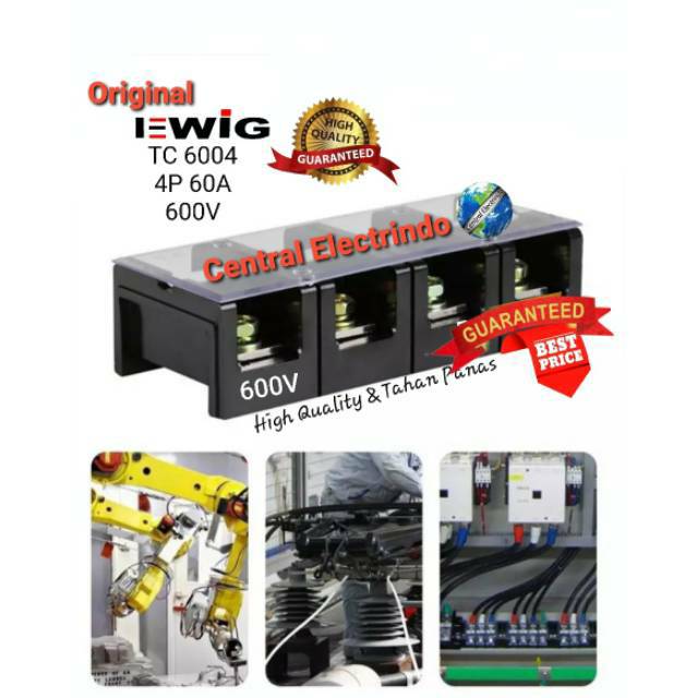 Jual Terminal Block Blok 60A 4P (TC 6004) EWIG. | Shopee Indonesia