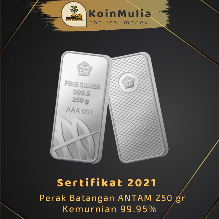 Jual Perak Murni Antam 250 gr 99.9% Perak Batangan Sertifikat Asli ...