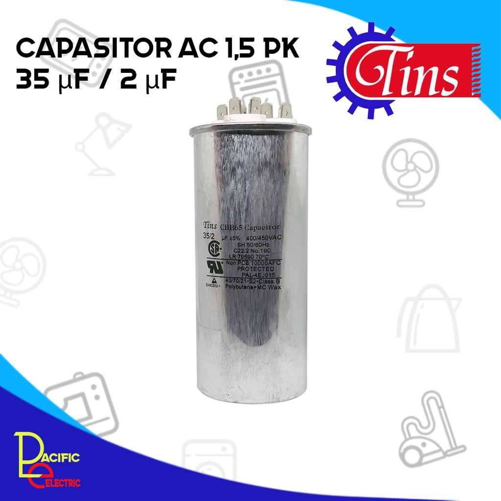 Jual KAPASITOR AC LG 3 KAKI 35 + 2 UF UNTUK AC UKURAN 1,5 PK BODY ALUMINIUM | Shopee Indonesia