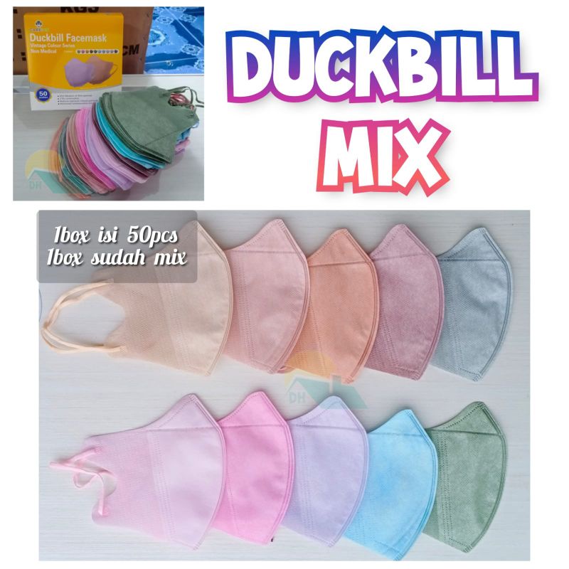 Jual DUCKBILL FACE MASK MIX WARNA nonmedical 1box 50pcs | Shopee Indonesia