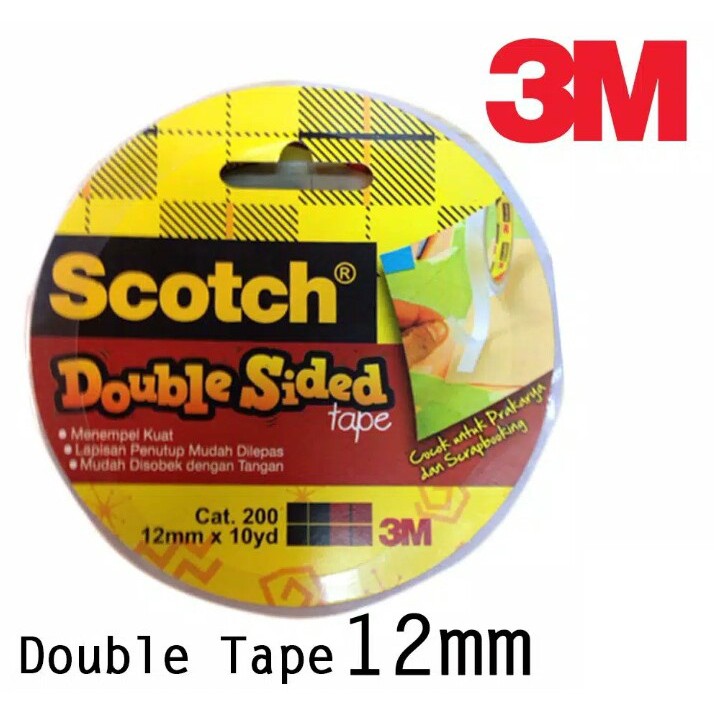 Jual Double Sided Tape Solatip Lakban 12 mm X 100 yard Cat 200 3M SCOTCH | Shopee Indonesia