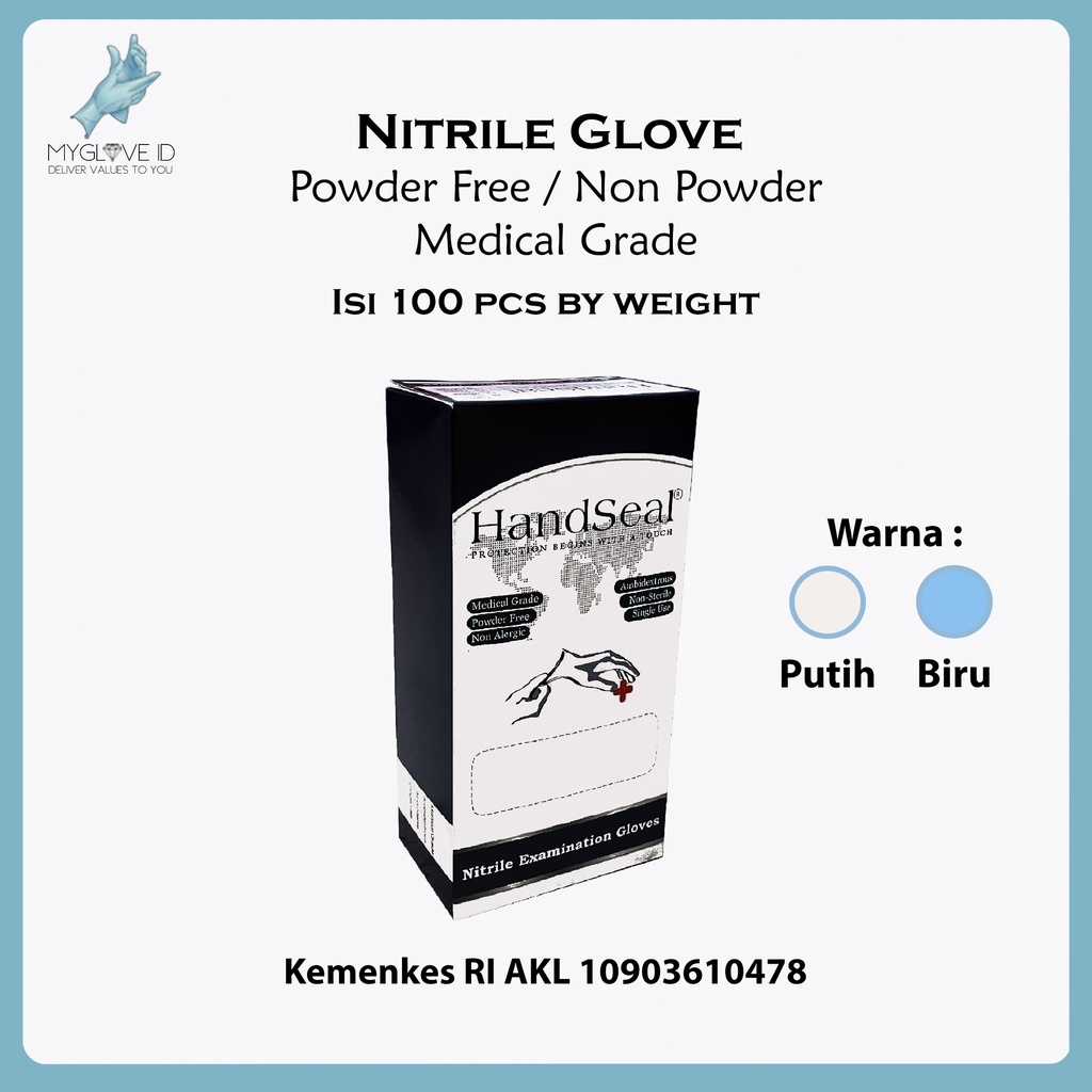 Jual Sarung Tangan Karet Medis Handscoon Nitrile Nitril Non Powder 100 ...