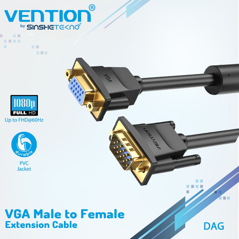 Jual Vention DAG 1M Kabel Extension VGA Male to Female | Shopee Indonesia