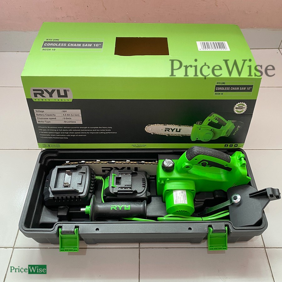 Jual Mesin Gergaji Pohon Baterai 10" RCCH10 Ryu Cordless Chain Saw RCCH ...