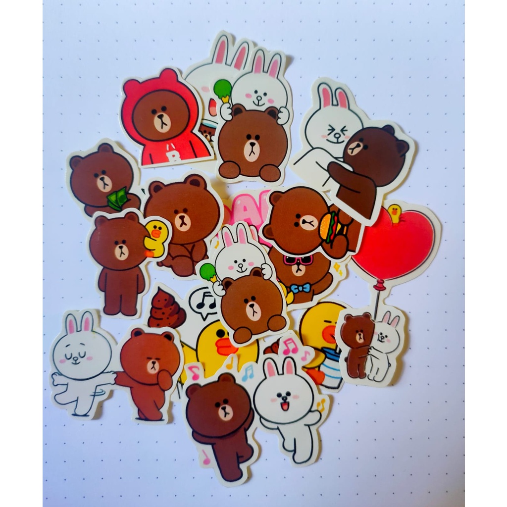Jual [COD] 15 Pcs Stiker Line Friend Brown Cony Silly Lucu murah ...