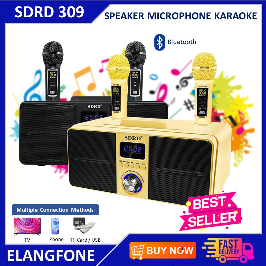 Jual SDRD SD 309 SPEAKER KARAOKE BLUETOOTH SDRD SD 309 DENGAN 2 MIC ...