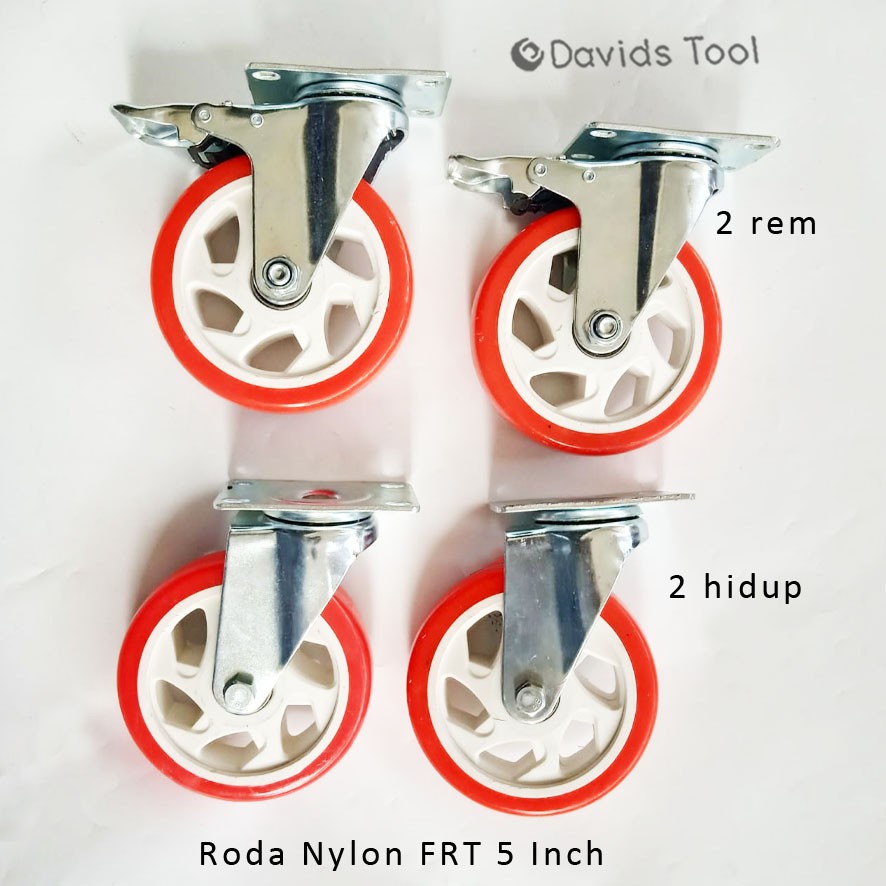 Jual Roda Troli Lemari Meja Ban Gerobak Nylon Merah 4 5 Inch Set FRT ...