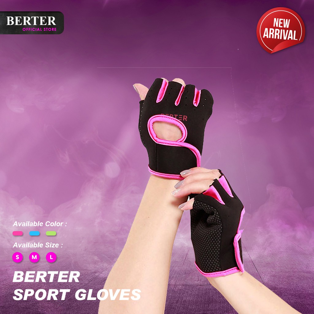 Jual BERTER Sport Gloves Sarung tangan Fitness Gym Sepeda Olahraga anti-selip Women Men Sport ...