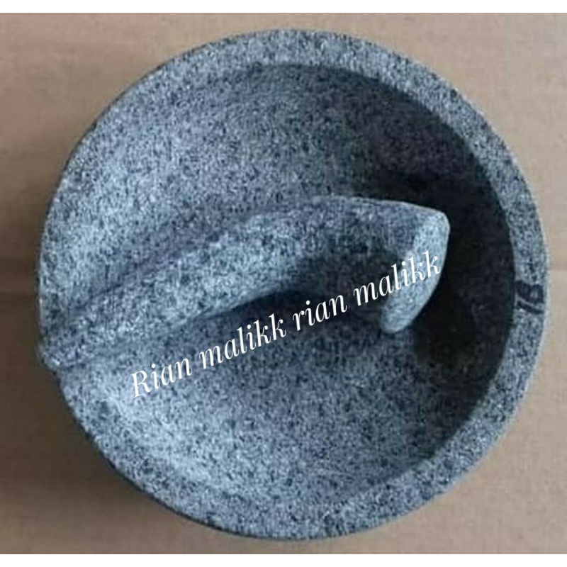 Jual cobek batu asli bubut + ulekannya ukuran 14cm | Shopee Indonesia